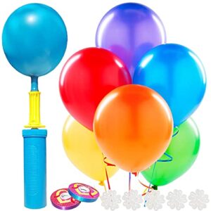 balloons with pump hand held 100pcs assorted colors premium latex balloon vibrant colorful for birthday party wedding christmas holidays graduation shower decorations accessory.helium or air use.