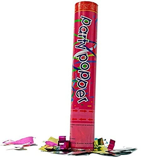 (6 Pack) Large (12 Inch) Confetti Cannons Air Compressed Party Poppers Indoor and Outdoor Safe Perfect For Any Party New Years Eve or Wedding Celebrations Shoot Streamers 10 ft