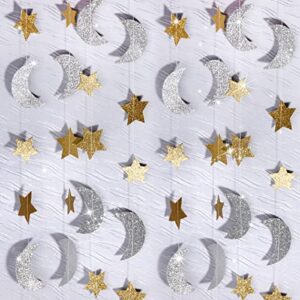 gold silver twinkle twinkle little star birthday /baby shower decorations moon and star garland decorations outer space birthday party decorations honey moon wedding engagement