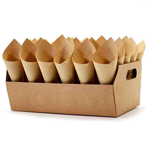 Party Confetti Cone Holder Box - Confetti for Gift Box Wedding, Stand Tray Box Total of 30 Holes for 30 Confetti Cone, and Include 32 Cone Papers (Kraft-F2pack)