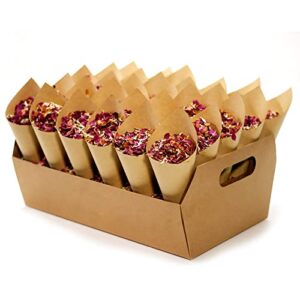 Party Confetti Cone Holder Box - Confetti for Gift Box Wedding, Stand Tray Box Total of 30 Holes for 30 Confetti Cone, and Include 32 Cone Papers (Kraft-F2pack)