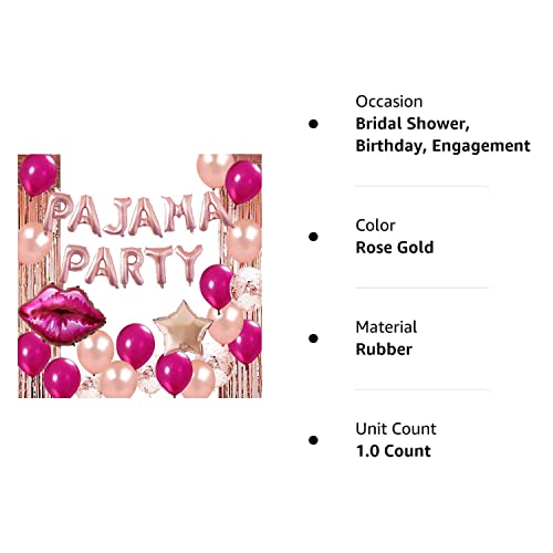 Geloar Pajama Party Decorations,Pajama Party Balloons for Girls PJ Mask Themed Banner for Pajama Slumber Sleepover SPA Spahhh Birtday Bday Bridal Hen Adult Party Supplies Kit (Rose Gold, PAJAMA)