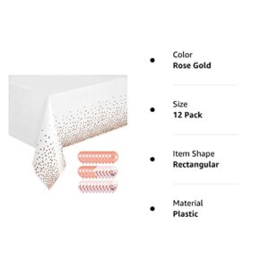 6 Pack Plastic Tablecloths for Rectangle Tables, Rose Gold Dot Confetti Party Table Cloths Disposable Table Covers with 30 Balloons for Parties Girl Birthday Baby Shower Wedding Bridal, 54" x 108"