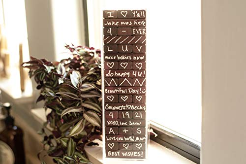 Brefkiss Co Alternative Wedding Guestbook, Dark Wood Guest Book with Acrylic Box, Unique Signs for Birthday, Weddings, Bridal Shower, and Baby Shower, Rustic Brown Signature Wooden Blocks