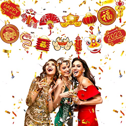 Year of Rabbits Garland 2023 Chinese New Year Flag Banner Happy New Year Decoration China Party Spring Chinese New Year Banners Garland (rabbits)