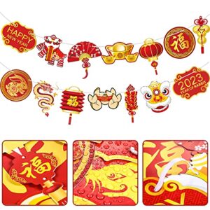 Year of Rabbits Garland 2023 Chinese New Year Flag Banner Happy New Year Decoration China Party Spring Chinese New Year Banners Garland (rabbits)