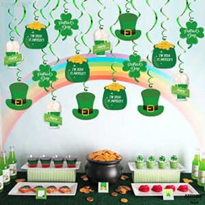 St Patricks Day Hanging Swirls Decorations - 30 Pieces, No DIY | Saint Patricks Day Hanging Decor | St Patricks Day Decorations Classroom, Shamrock Decorations, St Patricks Bulletin Board Decorations