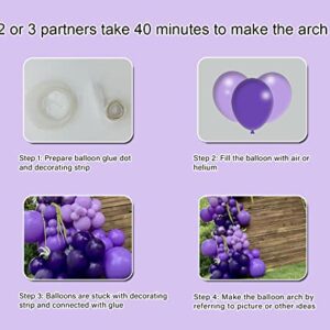 Dark Purple Balloon Arch Garland Kit-Light Purple Balloon Metallic Purple Balloon 134Pcs for Gender Reveal,Birthday,Wedding,Graduation,Christmas and Halloween Party Decoration.