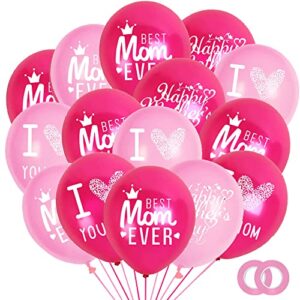 happy mother’s day balloons party decorations supplies – 48pcs latex 12inch mothers day party supplies – best mom ever party decorations