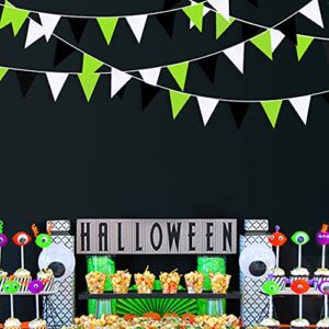 10M/32Ft Green Black White Banner Decorations Triangle Flag Fabric Pennant Garland Bunting for Graduation Birthday Wedding Gaming Soccer Halloween Party Outdoor Garden Hanging Festivals Decoration