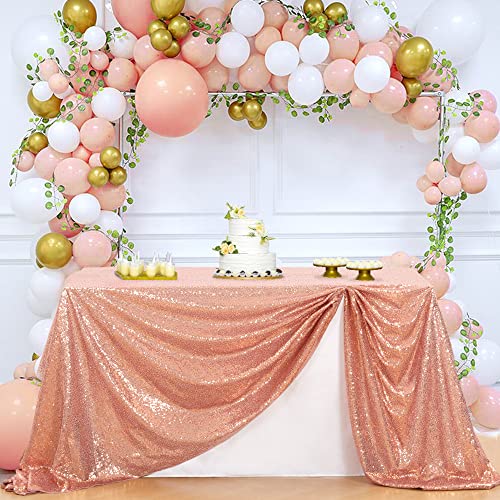 B-COOL Sparkly Tablecloth Rose Gold Sequin Tablecloth Sparkly Glamorous Tablecloth Wedding Party Decoration 50x50 inch Table Cover