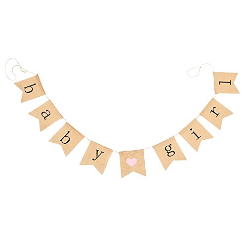 Junxia Baby Girl Burlap Banner - Decorations for Baby Girl