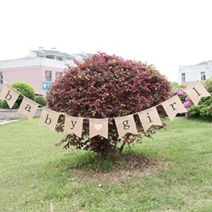 Junxia Baby Girl Burlap Banner - Decorations for Baby Girl