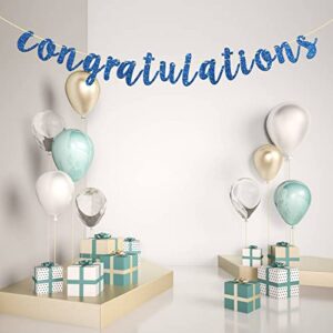 Talorine Blue Glitter Congratulations Banner for Wedding, Anniversary, Graduation, Congrats Master Bunting, Retirement Party Decorations Supplies