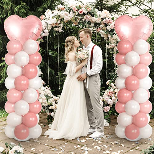 OurWarm Balloon Column Stand Kit Metal, 81 Inch Adjustable Balloon Tower Stand Kit Set of 2 with Heavy Water Bases, Balloon Arch Kit Stand with Manual Pump for Wedding Birthday Baby Shower Graduation