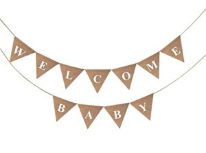 welcome baby burlap baby shower banner welcome baby home decor birthday decor spring shower baby photo props baby announcement