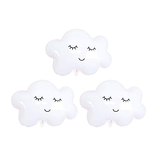 Creaides 3pcs White Cloud Balloons 30 Inch Mylar Foil Cloud Balloons for Baby Shower Birthday Wedding Party Supplies