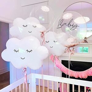 Creaides 3pcs White Cloud Balloons 30 Inch Mylar Foil Cloud Balloons for Baby Shower Birthday Wedding Party Supplies