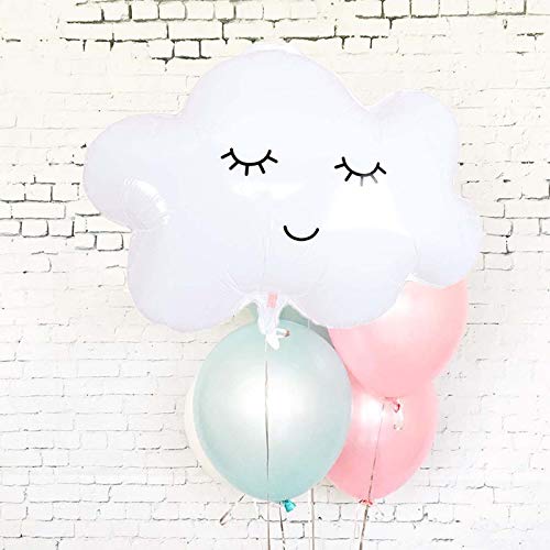 Creaides 3pcs White Cloud Balloons 30 Inch Mylar Foil Cloud Balloons for Baby Shower Birthday Wedding Party Supplies