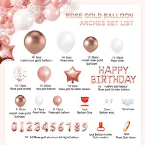 180Pcs Rose Gold Balloon Arch Kit， Rose Gold Balloon Decoration Set for Wedding Baby Shower Birthday Bachelorette Holiday Anniversary Graduation Party Decorations Supplies for Girls and Women