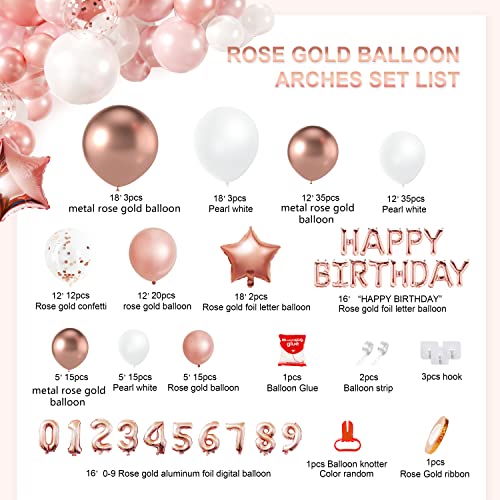 180Pcs Rose Gold Balloon Arch Kit， Rose Gold Balloon Decoration Set for Wedding Baby Shower Birthday Bachelorette Holiday Anniversary Graduation Party Decorations Supplies for Girls and Women