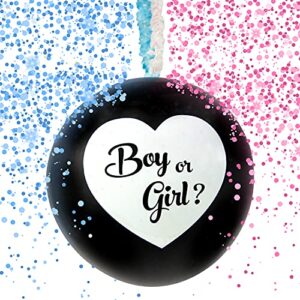 Gender Reveal Balloon- Hanging Balloon - Saves Money - No Helium Needed - Jumbo Boy or Girl Balloons - Pink and Blue Confetti Balloon- Flower Balloon Tail Garland - Gender Reveal Decorations