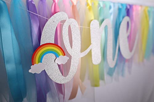 Pastel Rainbow Highchair Banner for Baby - Party Theme Pull Flag, High Chair Fabric Garland, 1st First Birthday Banner, Photo Props, Handmade