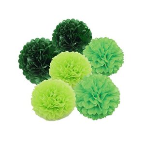 art craft pom poms tissue paper flower 15pcs 8 inch 10 inch 12 inch decorative hanging flower balls diy paper craft for wedding birthday party home decorations (green set)