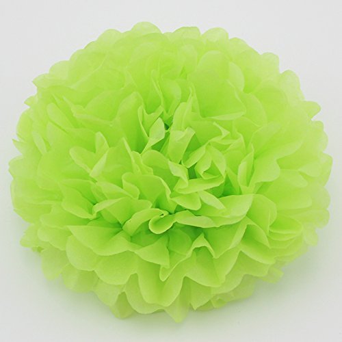 Art Craft Pom Poms Tissue Paper Flower 15pcs 8 inch 10 inch 12 inch Decorative Hanging Flower Balls DIY Paper Craft for Wedding Birthday Party Home Decorations (Green Set)