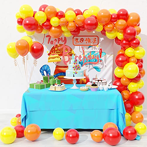 steliu Fire Truck Balloon Arch Garland Kit, 109 Pieces Red yellow and orange Latex Balloons for Baby Shower Wedding Birthday Graduation Anniversary Firefighter Party Background Decorations (red)