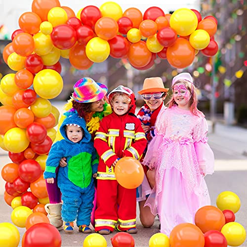 steliu Fire Truck Balloon Arch Garland Kit, 109 Pieces Red yellow and orange Latex Balloons for Baby Shower Wedding Birthday Graduation Anniversary Firefighter Party Background Decorations (red)