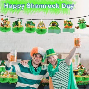 NICOWARM 13PCS St.Patrick's Day Honeycomb Centerpieces, St Patricks Day Table Decoration With Leprechaun, Ekvesm, Shamrocks, Beer for Irish Table Topper, St Patricks Day Centerpieces for Table