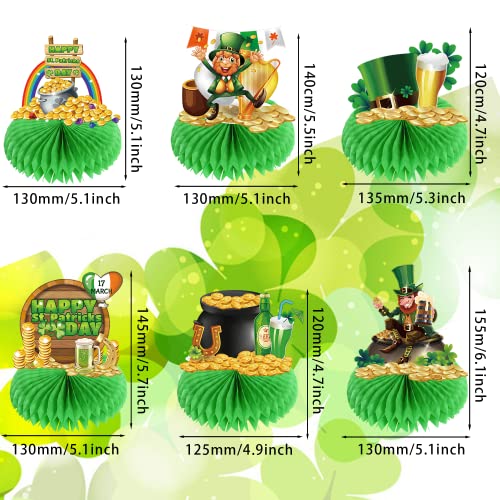 NICOWARM 13PCS St.Patrick's Day Honeycomb Centerpieces, St Patricks Day Table Decoration With Leprechaun, Ekvesm, Shamrocks, Beer for Irish Table Topper, St Patricks Day Centerpieces for Table