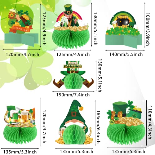 NICOWARM 13PCS St.Patrick's Day Honeycomb Centerpieces, St Patricks Day Table Decoration With Leprechaun, Ekvesm, Shamrocks, Beer for Irish Table Topper, St Patricks Day Centerpieces for Table