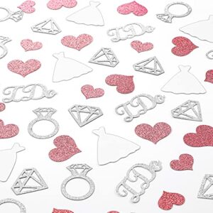 240 pieces glitter wedding table confetti rose gold heart confetti silver diamond ring confetti glitter i do confetti for bridal shower decoration engagement bachelorette party table scatter wedding