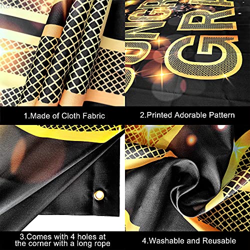 XtraLarge, Congrats Grad Banner - 72x44 Inch, Black and Gold Graduation Decorations 2023 | Graduation Banner for Class of 2023 Decorations | Graduation Backdrop for Graduation Party Decorations 2023