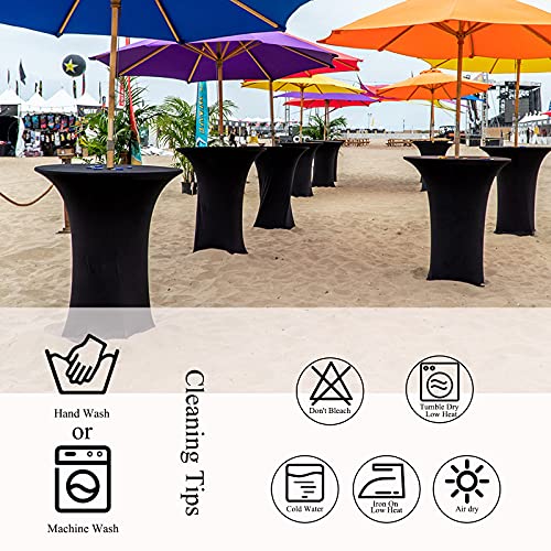 Lykoow 8 Pack Cocktail Spandex Stretch Tablecloth 32''x43'' Black Cocktail Round Table Cover Tablecloth, Fitted High Top Stretch for Round Tables or Wedding Party Banquet Birthday