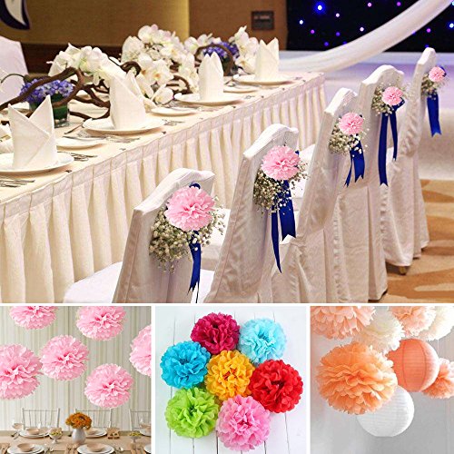 10pcs Tissue Hanging Paper Pom-poms Flower Ball Wedding Party Outdoor Decoration, Hmxpls Premium Tissue Paper Pom Pom Flowers Craft Kit(Pink)