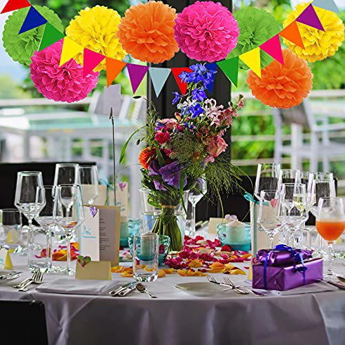 ZERODECO Fiesta Party Decorations Set - Mexican Banners and Table cover, Fiesta Paper Fan and Pompoms, Garlands String and Pennant for Birthday Mexican Cinco De Mayo Coco Themed Party Supplies