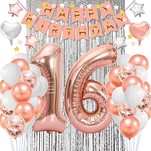 Sweet 16th Birthday Decorations for Girls 16 Birthday Decorations for Girls 16 Balloon Numbers 16th Birthday Party Decorations