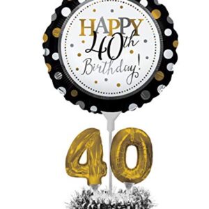 Creative Converting Happy 40th Birthday Balloon Centerpiece Black and Gold for Milestone Birthday - 317306