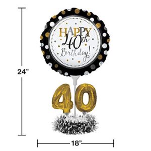 Creative Converting Happy 40th Birthday Balloon Centerpiece Black and Gold for Milestone Birthday - 317306