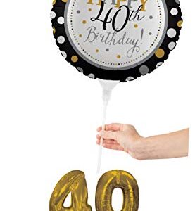 Creative Converting Happy 40th Birthday Balloon Centerpiece Black and Gold for Milestone Birthday - 317306