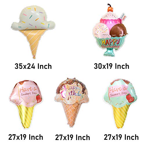 5PCS Kawaii Ice Cream Balloons Party Supplies Decorations Food Summer Birthday Baby Shower Themed Party Favor