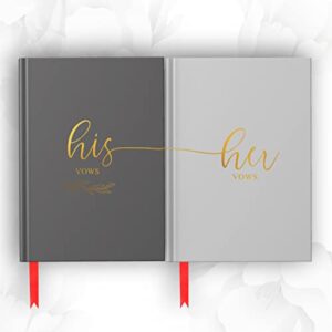 Vow Books His and Hers, Gorgeous Wedding Day Officiant Book and Keepsake, Bridal Shower Gift, Vow Renewal - 6.1'' x 4.8'', Light Gray(Hers) and Dark Gray(His), Light Gray and Dark Gray