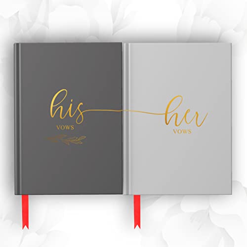 Vow Books His and Hers, Gorgeous Wedding Day Officiant Book and Keepsake, Bridal Shower Gift, Vow Renewal - 6.1'' x 4.8'', Light Gray(Hers) and Dark Gray(His), Light Gray and Dark Gray