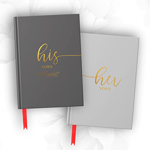 Vow Books His and Hers, Gorgeous Wedding Day Officiant Book and Keepsake, Bridal Shower Gift, Vow Renewal - 6.1'' x 4.8'', Light Gray(Hers) and Dark Gray(His), Light Gray and Dark Gray