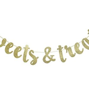 Sweets & Treats Gold Glitter Bunting Banner , Engagement ,Bridal Shower, Wedding Party Decorations (Gold)