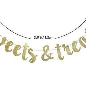 Sweets & Treats Gold Glitter Bunting Banner , Engagement ,Bridal Shower, Wedding Party Decorations (Gold)