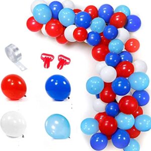 100PCS Red White Blue Balloon Garland Kit for Boys Men Royal Navy Blue Party Decorations Arch Balloons Set with 16ft Balloon Stripe Tape Chain for Birthday Graduations Themed Party Home Decor